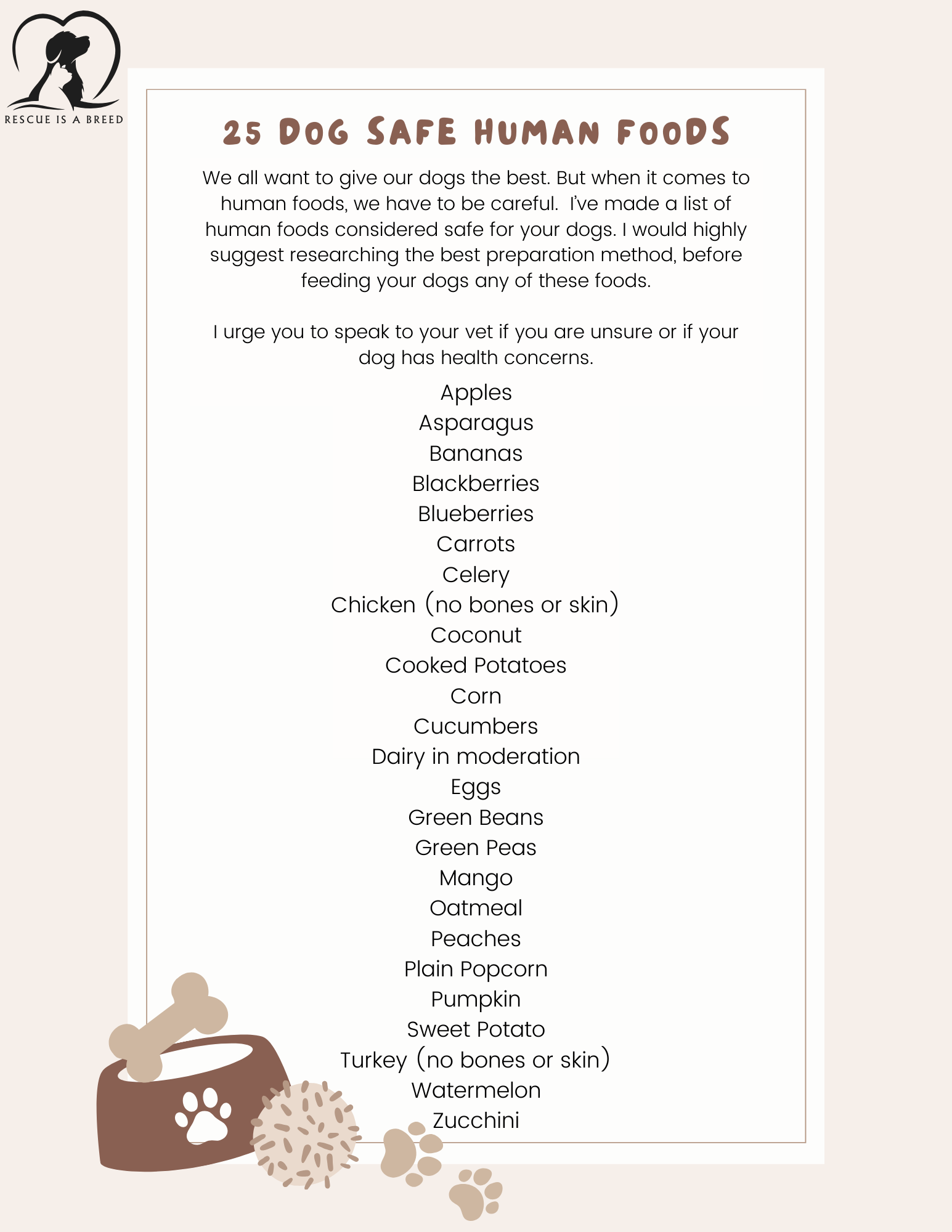 25 Dog Safe Human Foods – Rescue Is A Breed